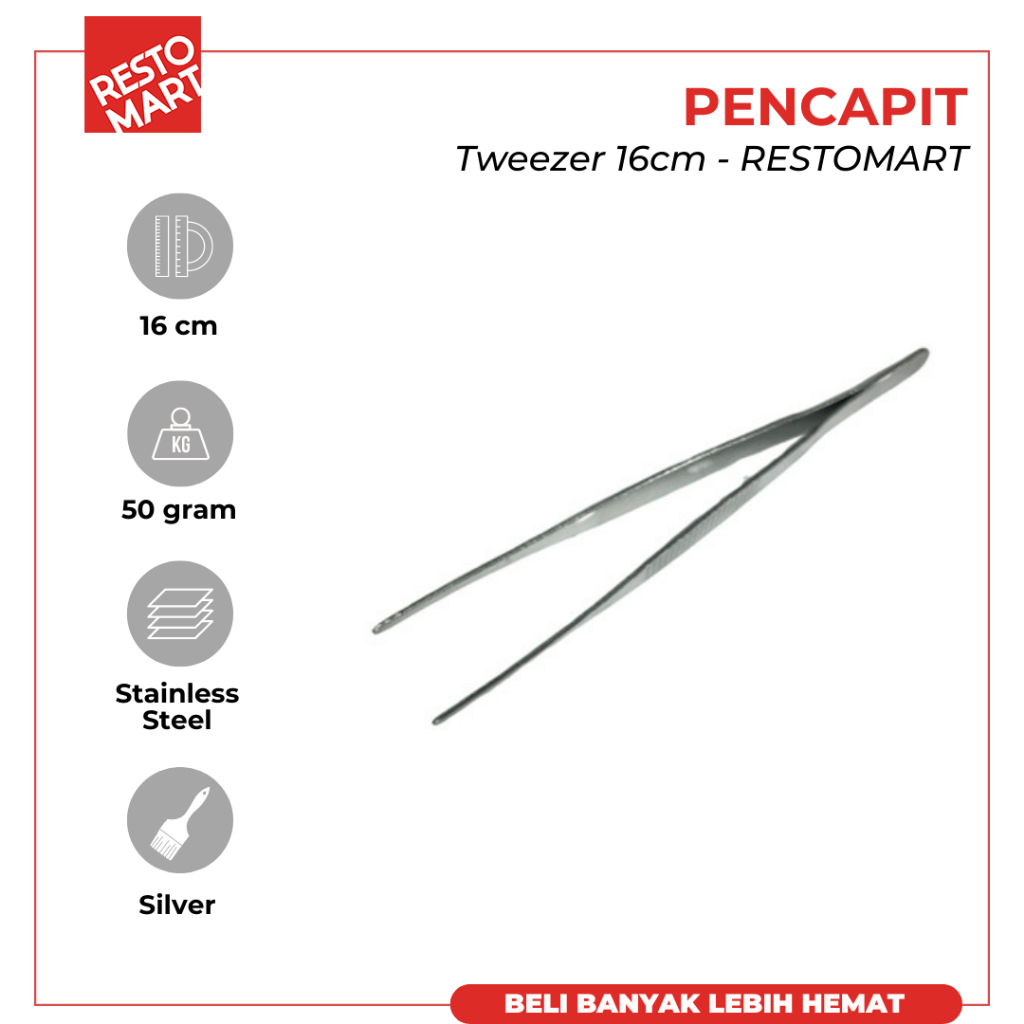 Jual Tweezer 16cm / Pencapit RESTOMART Stainless (2714213)(F7) | Shopee ...