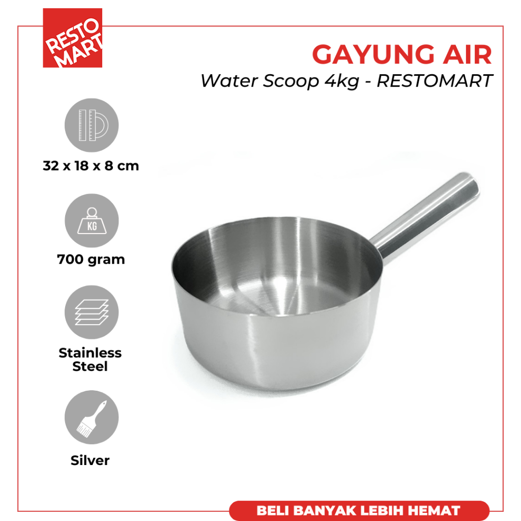 Jual Water ladle Scoop / Gayung Stainless / Water Scoop 4 Kg RESTOMART (2716107)(F2) | Shopee ...