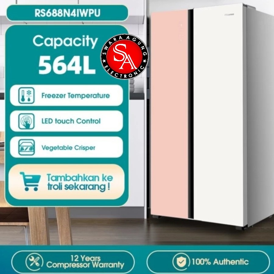 Jual Kulkas Side By Side 564 Liter Hisense Type : RS688N4IW - Inverter ...