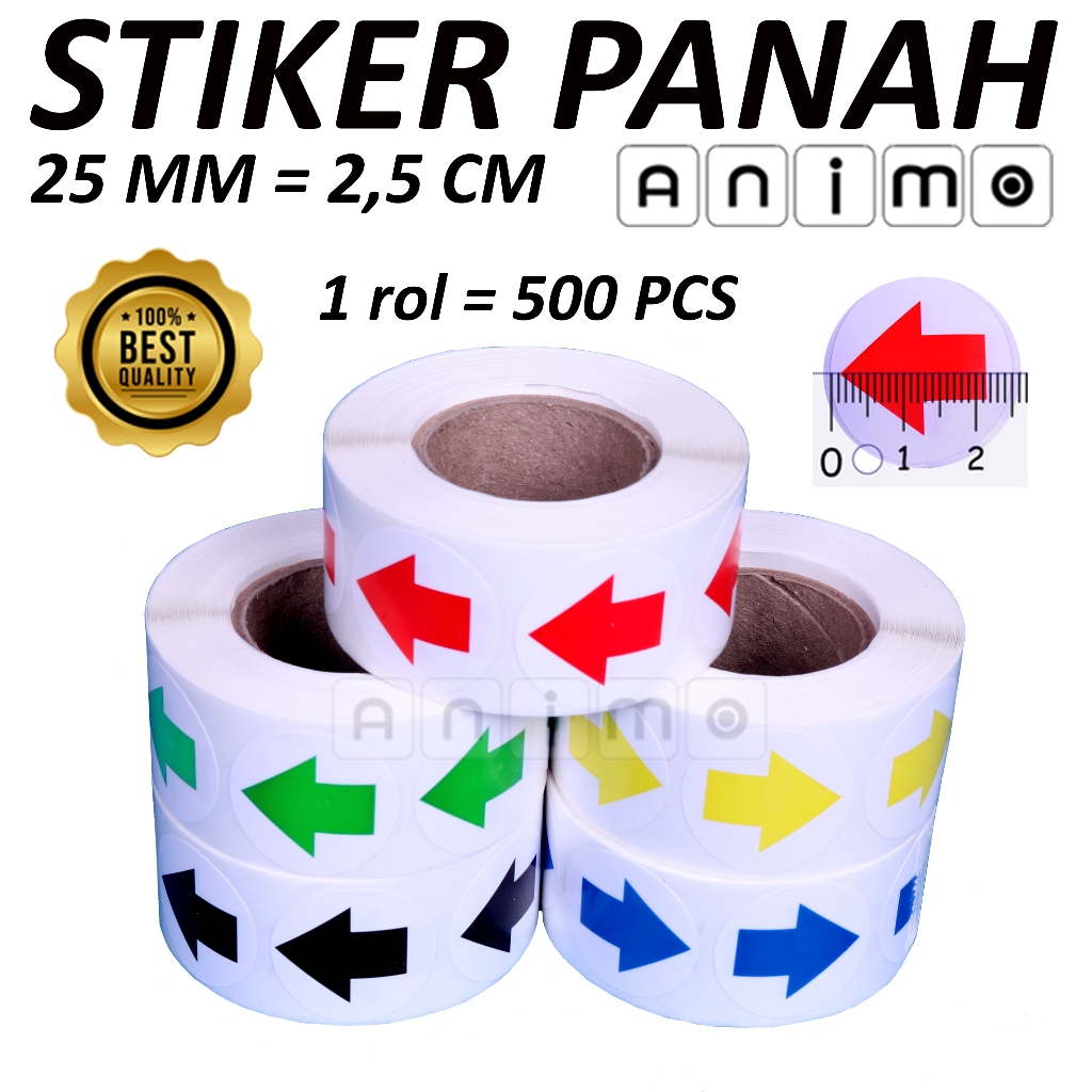 Jual STIKER PANAH Rol 25 MM isi 500 pcs - Stiker Bulat Panah 2,5 CM isi ...