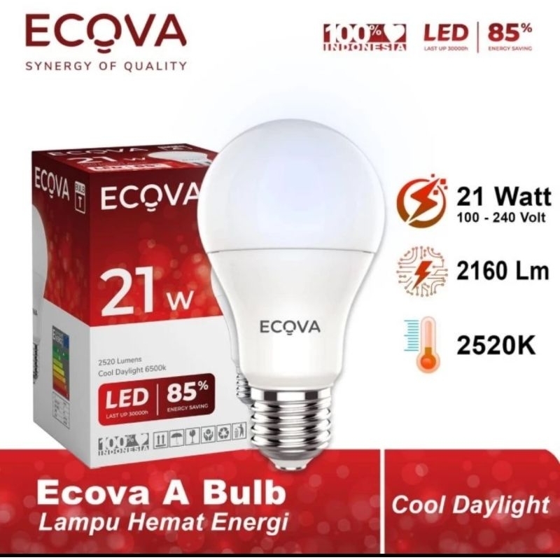 Jual LAMPU LED A BULD 12W 15W 18W 21W ECOVA -ECOVA ABULD 12 W | Shopee ...