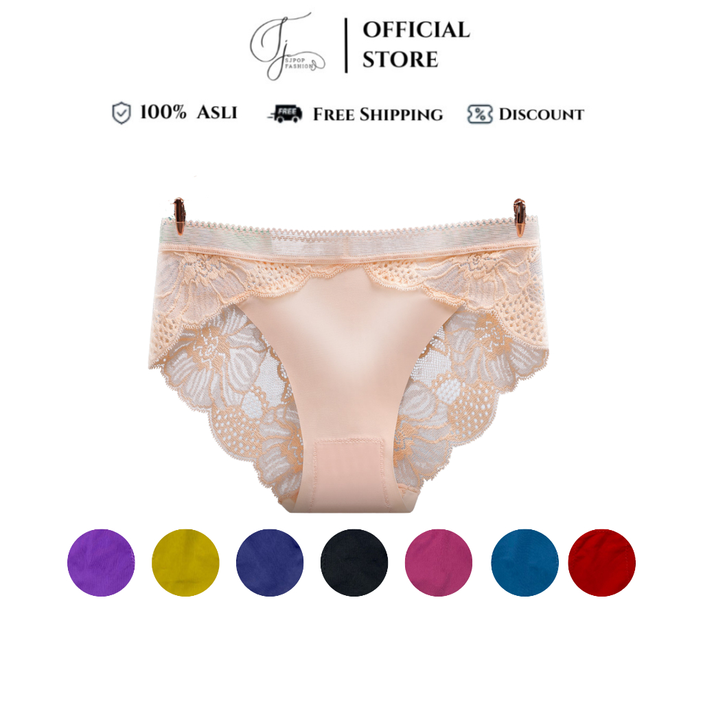 Jual SJPOP Cd Celana Dalam Wanita Seamless Motif Bunga Renda Bahan ...