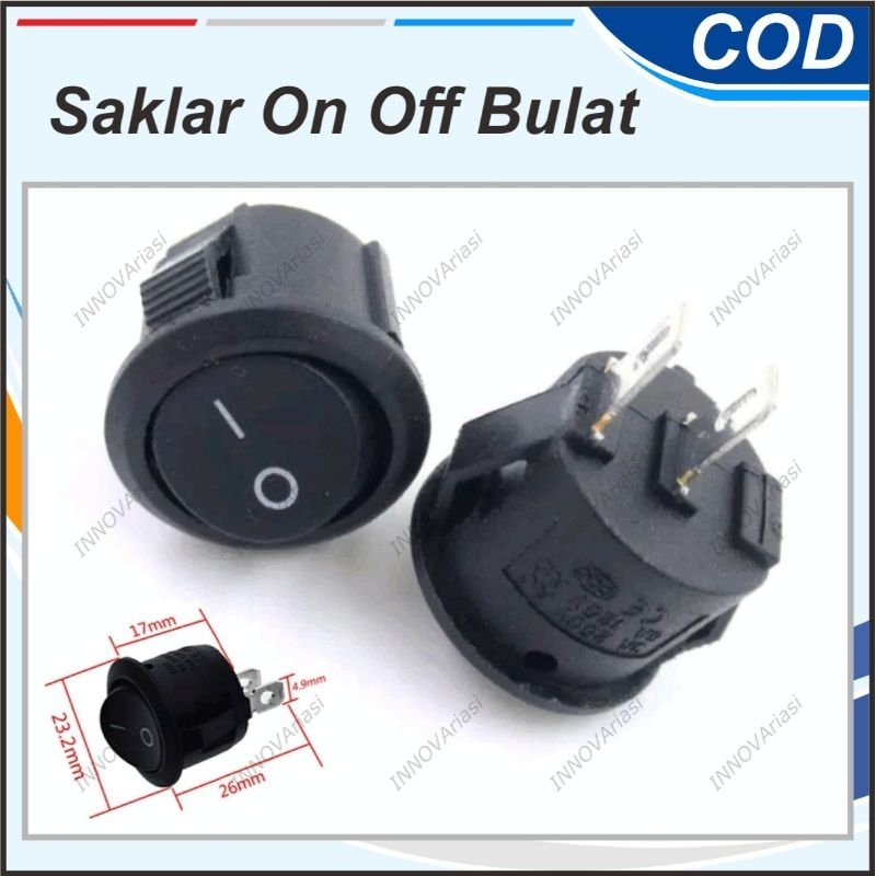 Jual SAKLAR BULAT SWITCH ROCKER ON OFF 2 PIN HITAM TANAM | Shopee Indonesia