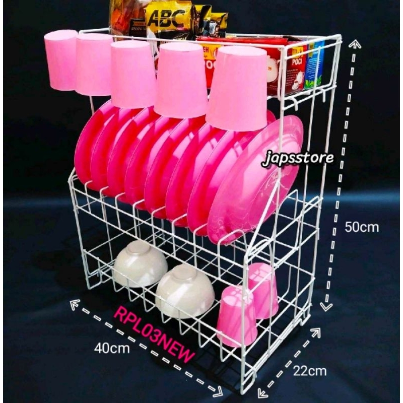 Jual RAK PIRING DAN GELAS 3 SUSUN, RAK PIRING BESI KUAT ANTI KARAT, RAK ...
