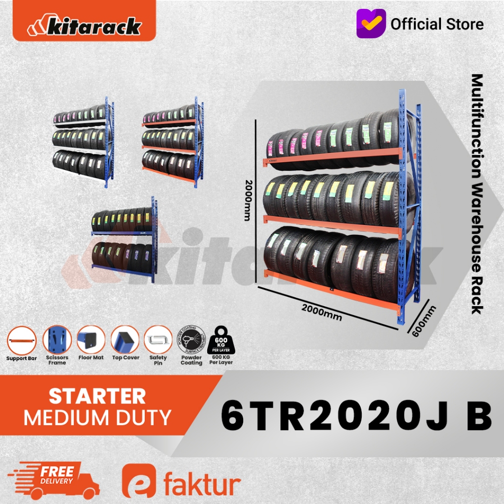 Jual KITARACK Tire Rack 6TR2020J Jointer Rak Ban Motor Mobil 600KG Rak ...