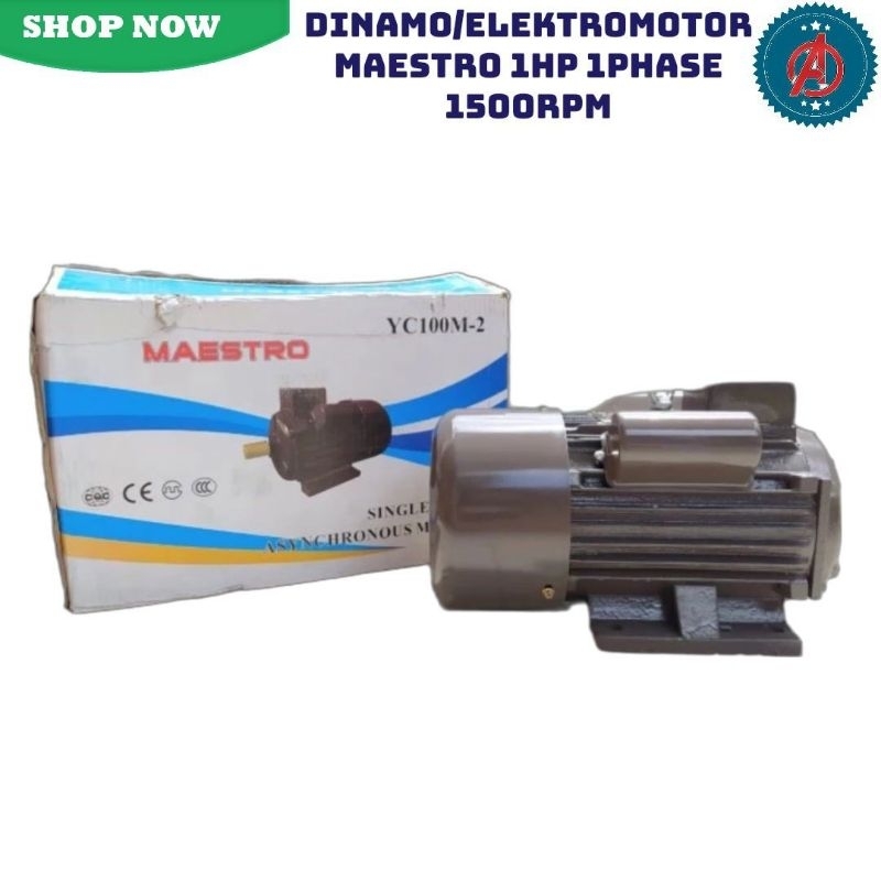 Jual Dinamo Motor Penggerak Listrik 1HP 4P 1Phase 1400Rpm Maestro / Elektromotor Maestro 1HP 2P ...