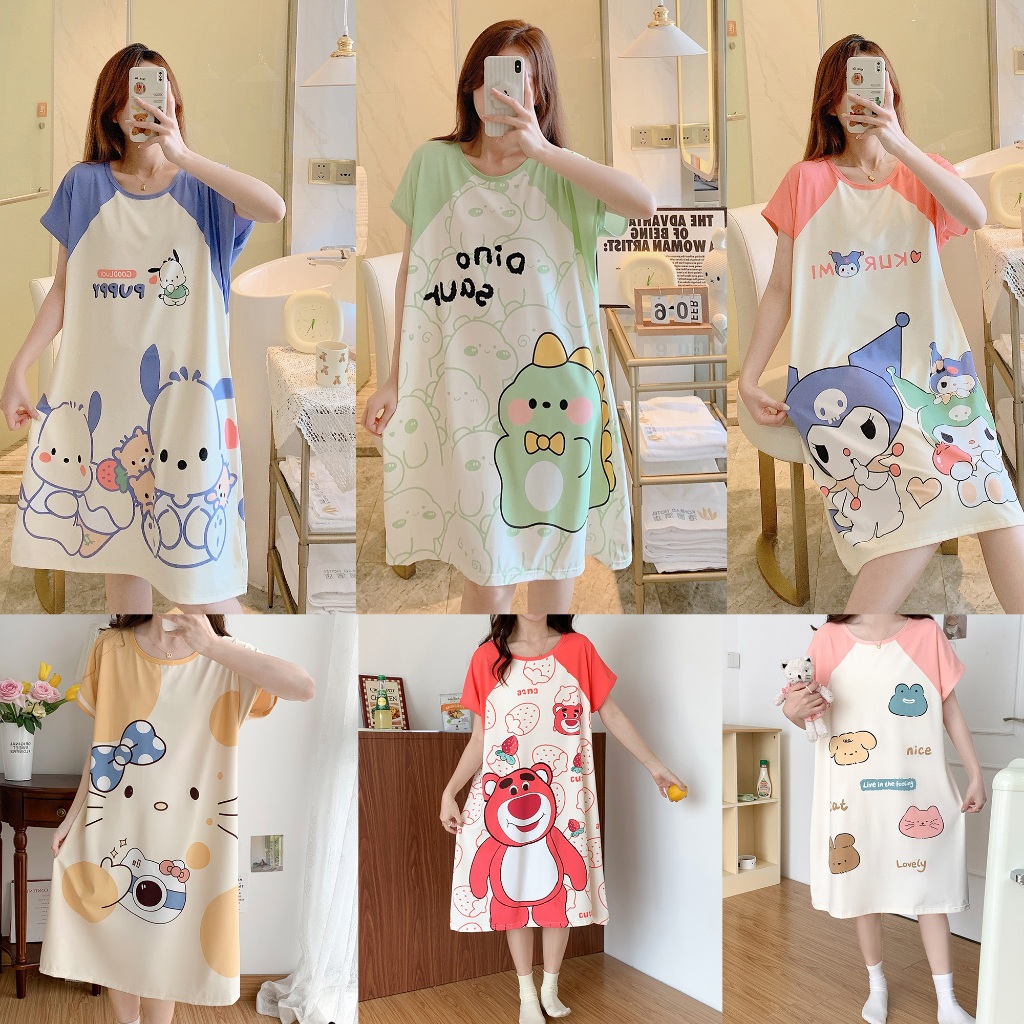 Jual Daster Baju Tidur Wanita Piyama Soft Oversize Jumbo Motif Kartun ...