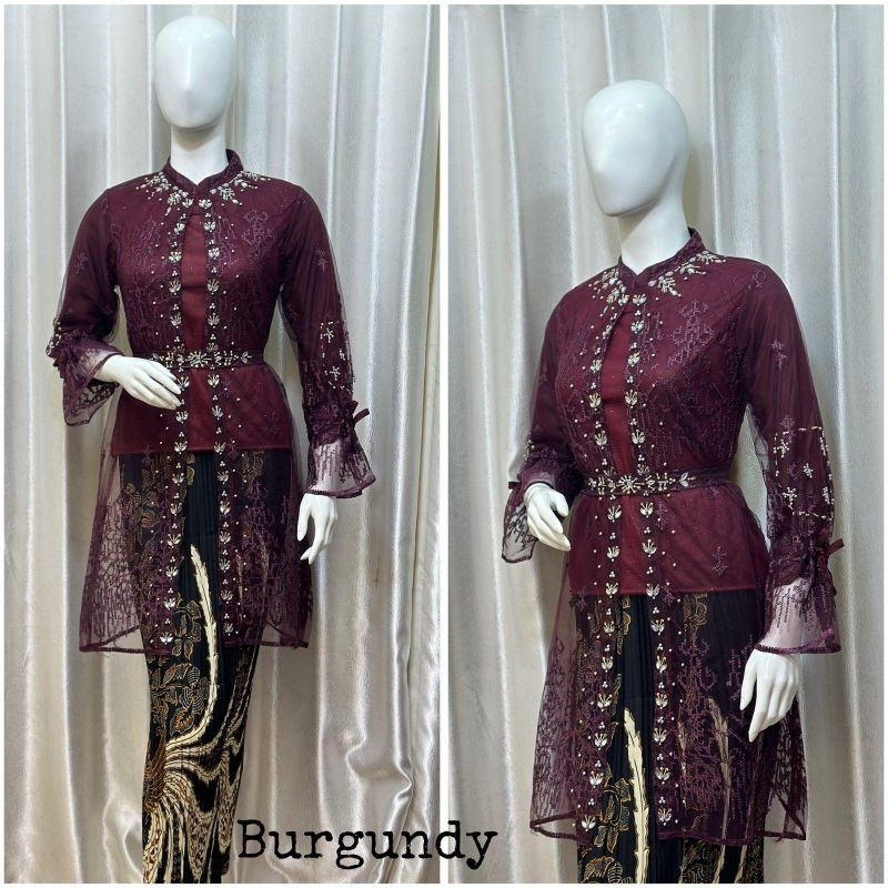Jual set kebaya outer DAVINA matt tulle organza dengan hiasan pyet ...