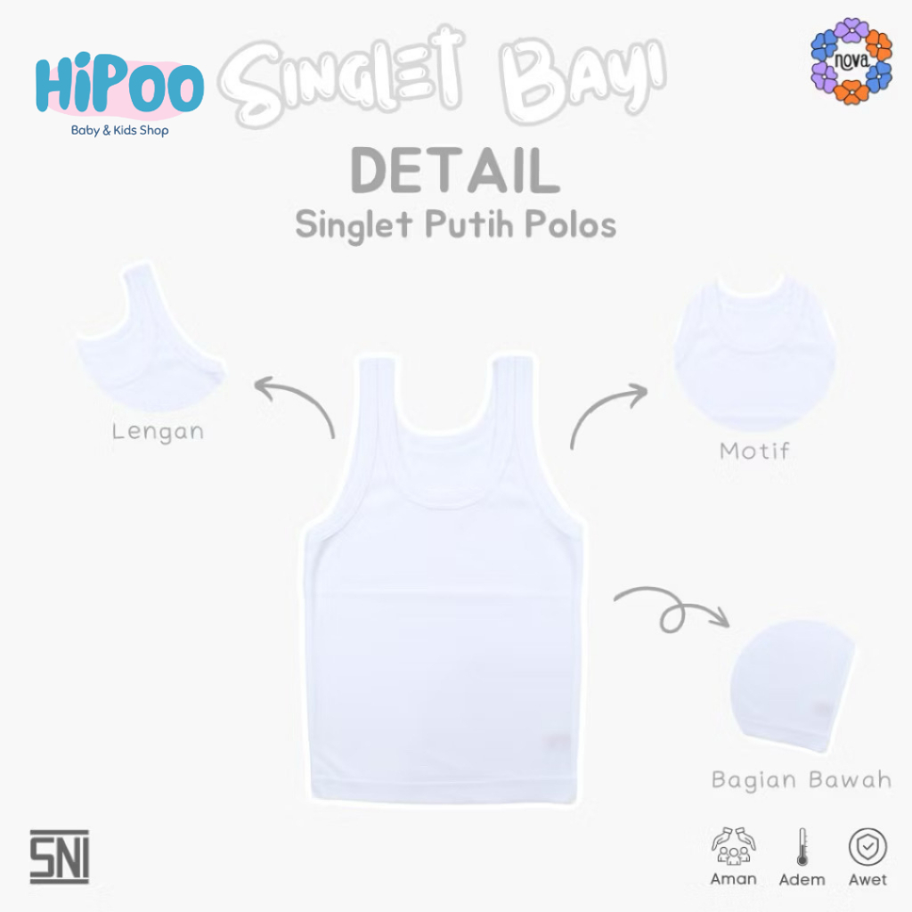 Jual NOVA Singlet Bayi - Singlet Polos Putih 6-12 bulan (1 pcs ...