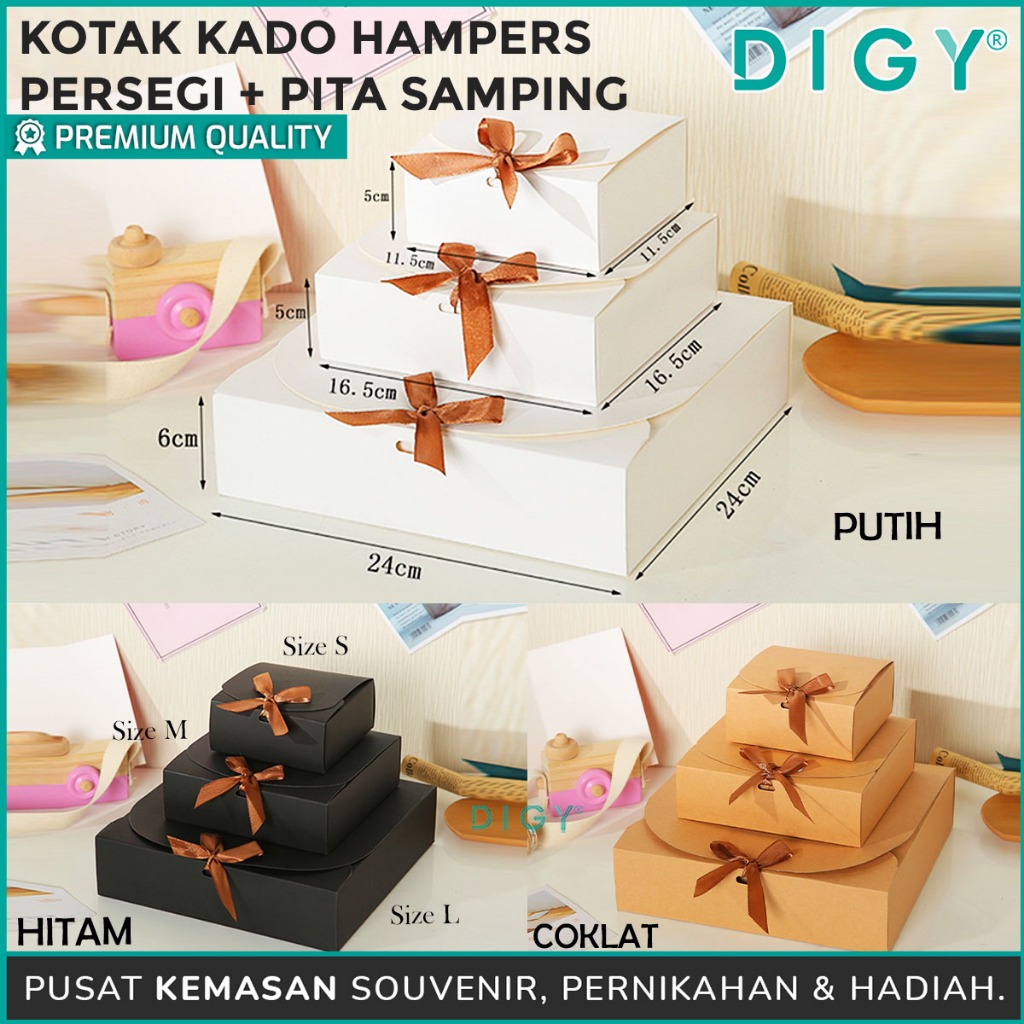 Jual [ ISI 1 Pcs ] Kotak kado Hampers Persegi + Pita Samping Ulang ...