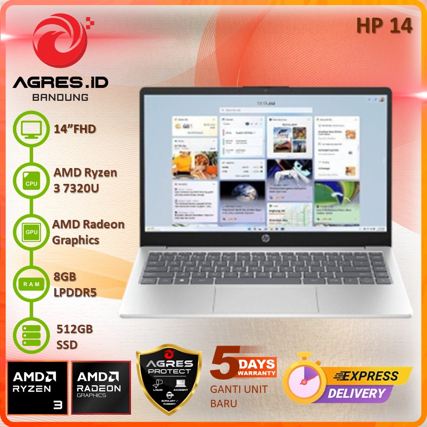 Jual HP 14 EM0332AU RYZEN 3 7320U 8GB 512GB 14" FHD IPS | Shopee Indonesia