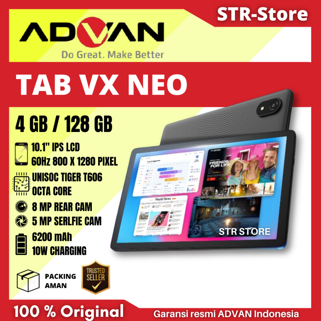 Jual ADVAN TAB VX NEO 4/128 GB GARANSI RESMI ADVAN TAB VX NEO LAYAR 10,1" TAB MURAH ADVAN VX NEO ...