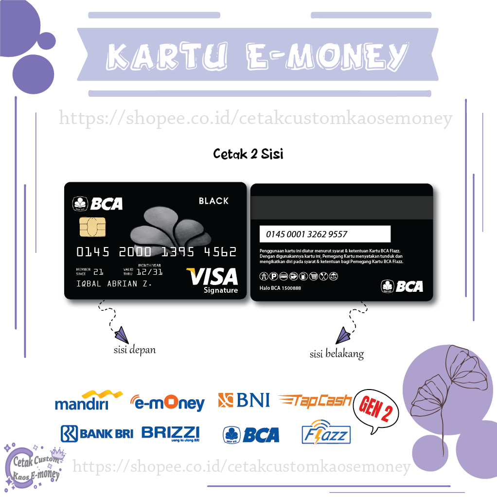 Jual KARTU E MONEY E TOLL CARD BCA VISA SIGNATURE BLACK CARD MANDIRI ...