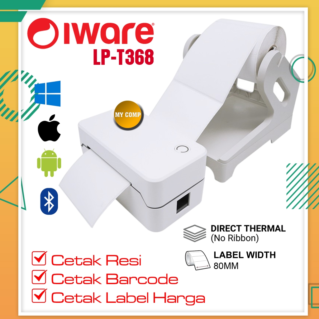 Jual Iware LP-T360 / LP-T368 Printer Thermal Label Barcode Resi 80mm USB Bluetooth | Shopee ...