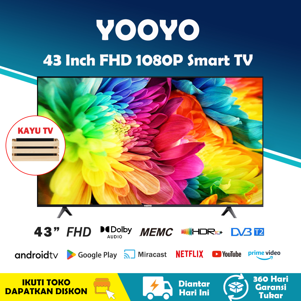 Jual YOOYO Smart TV 43 Inch -TV Android OS 12 - WIFI/Google Play ...
