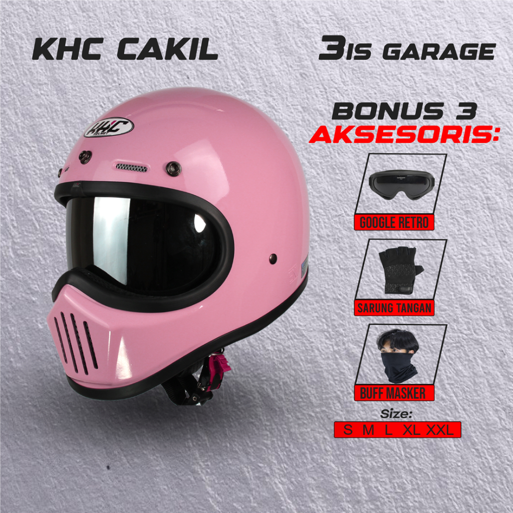 Jual HELM CAKIL KHC INNER VISOR CEWEK FREE GOGGLE | Shopee Indonesia