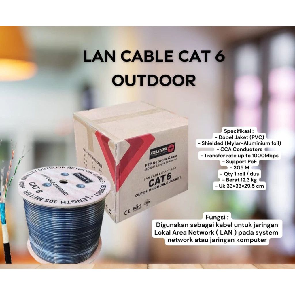 Jual Kabel LAN Cat 6 FTP LAN OUTDOOR - 1 roll 305 meter Original FALCOM ...
