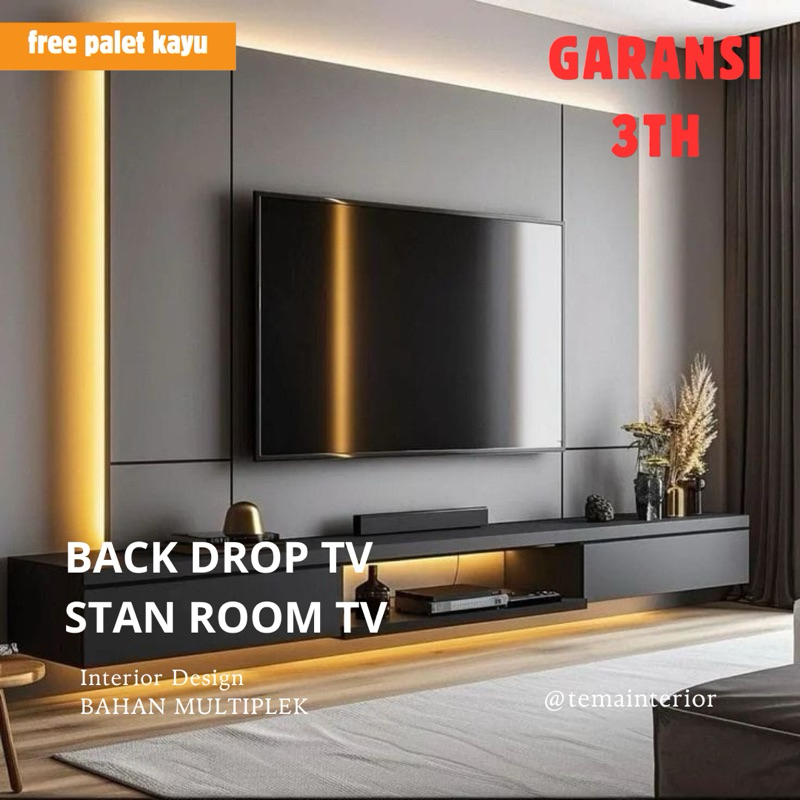 Jual FT57 Custom backdrop tv stan room tv dinding meha tv rak tv kabinet dinding tv | Shopee ...