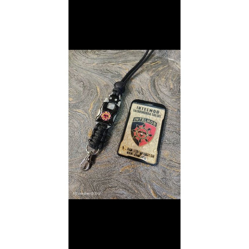Jual id card plat lencana custom lanyard holder logo intelmob polri ...
