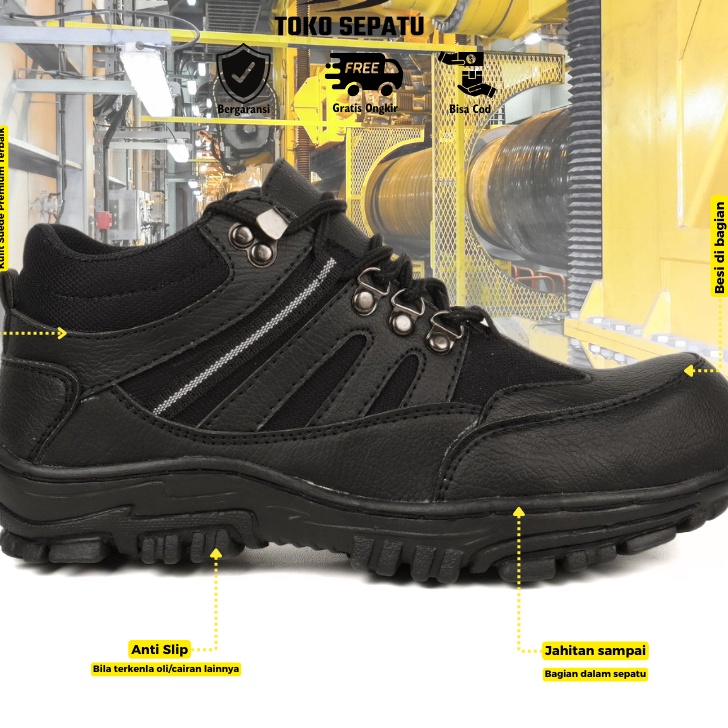 Jual Sepatu Safety Boots Pria ginal Sepatu Septy Ujung Besi Kerja ...
