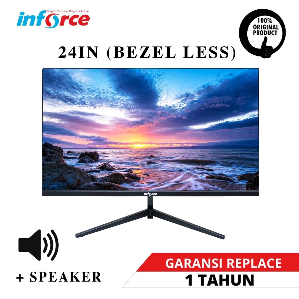 Jual Monitor LED 24 Inch Bezel Less Inforce VGA + HDMI + SPEAKER IPS ...