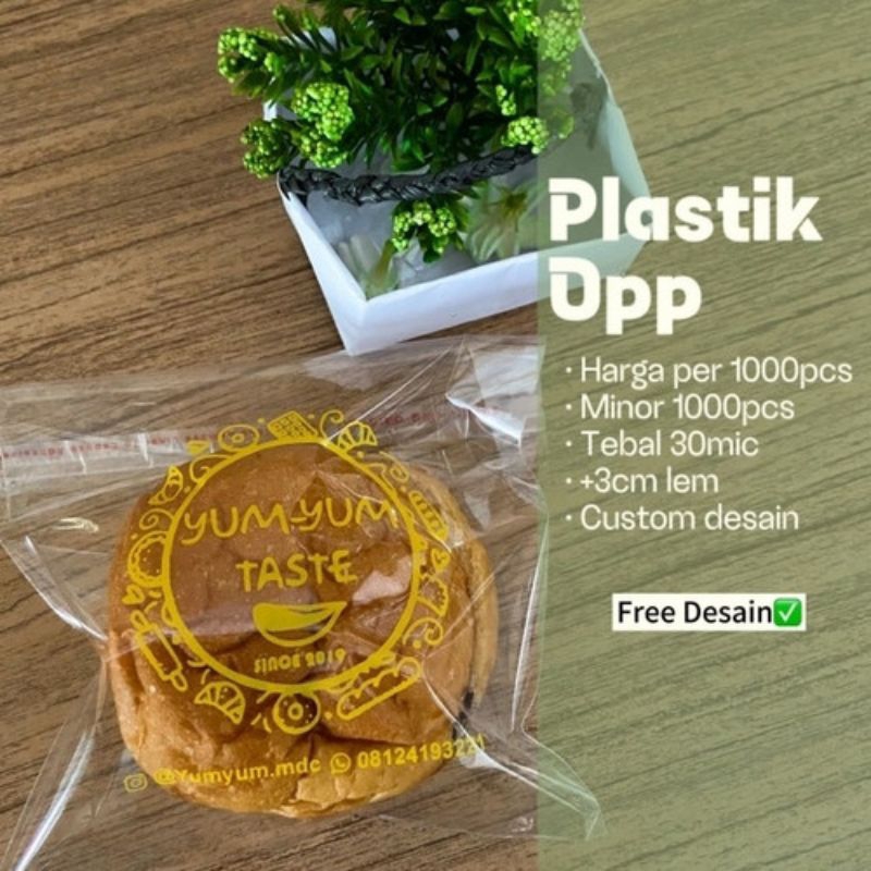 Jual Plastik Sablon Custom Snack Opp Roti Murah FreeDesain Ukuran 10x12 ...