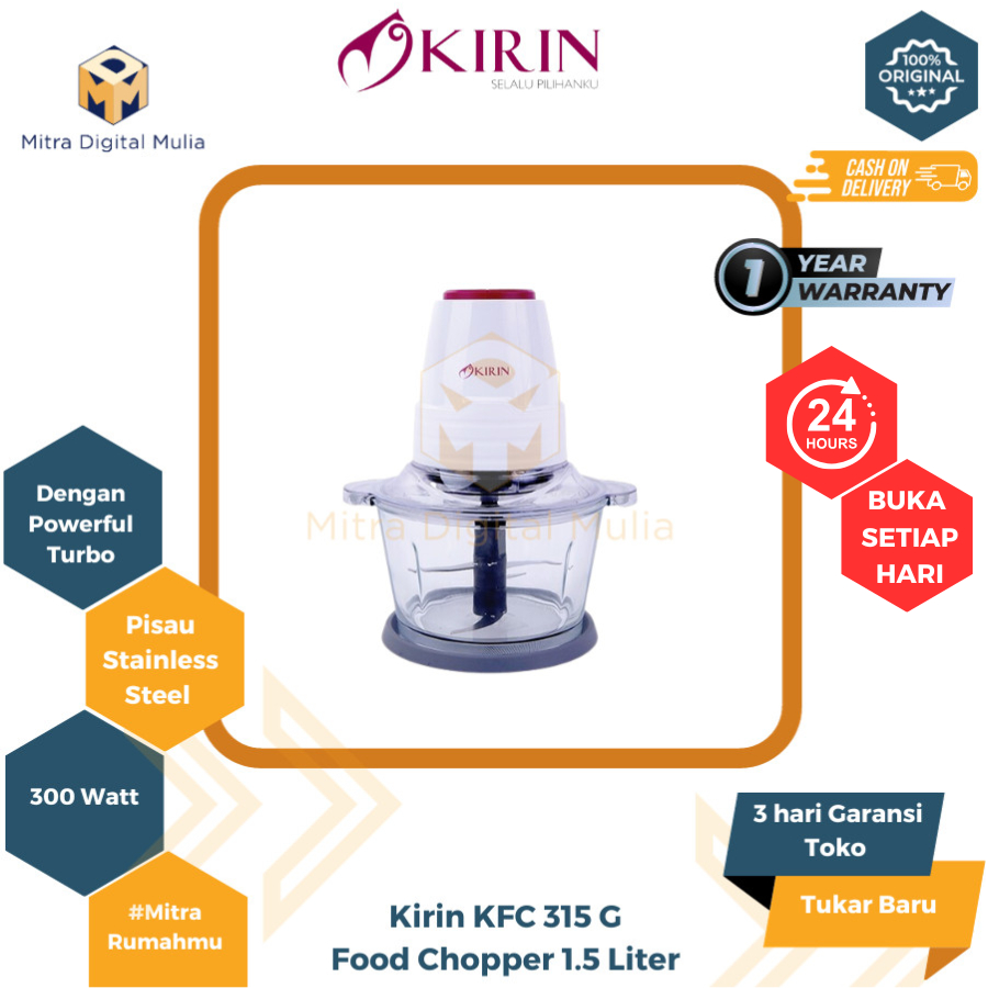 Jual Kirin KFC 315 G Food Chopper Glass Bowl 1.5 Liter | Shopee Indonesia