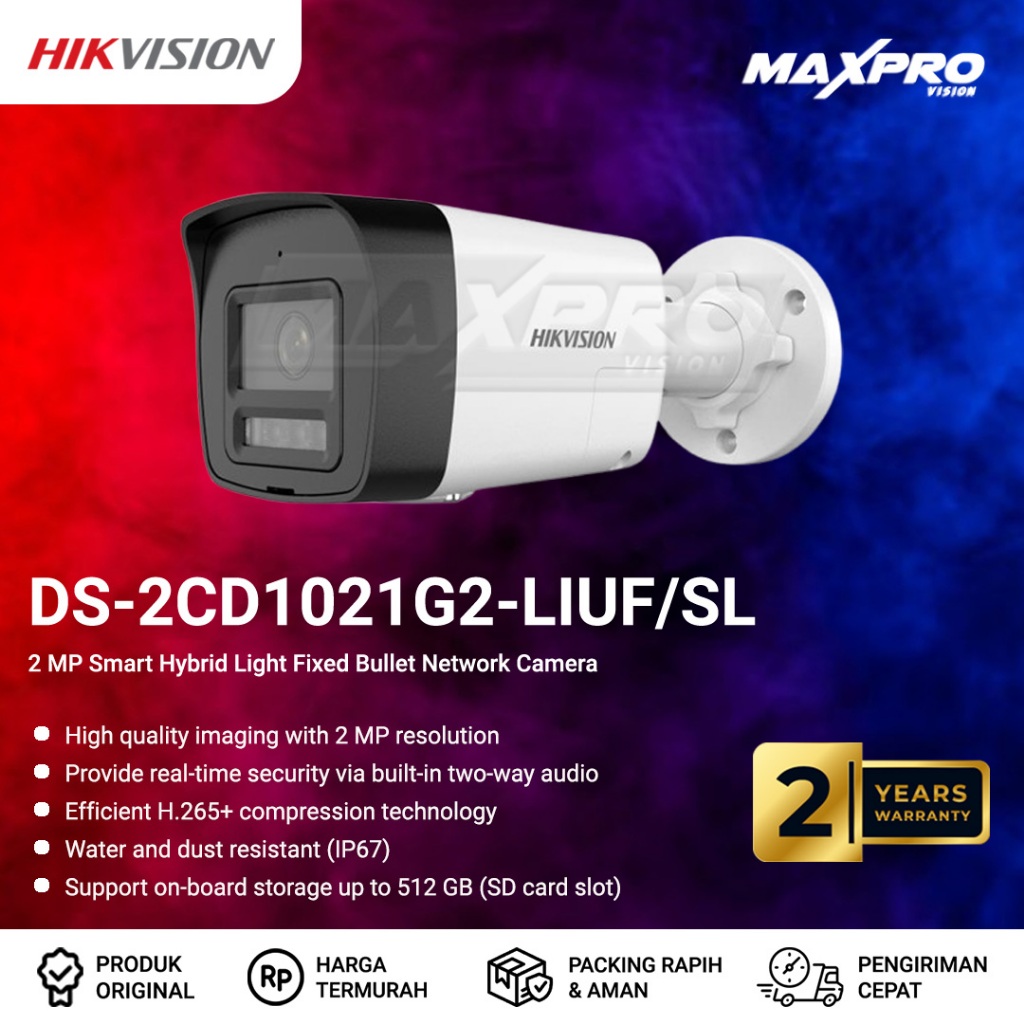Jual DS-2CD1021G2-LIUF/SL - HIKVISION IP 2MP SMART HYBRID LIGHT TWO WAY AUDIO BULLET CAMERA ...