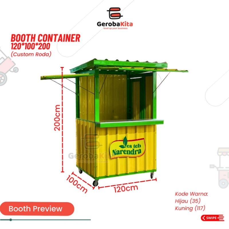 Jual booth kontainer ukuran 120x100x200 lantai,roda | Shopee Indonesia