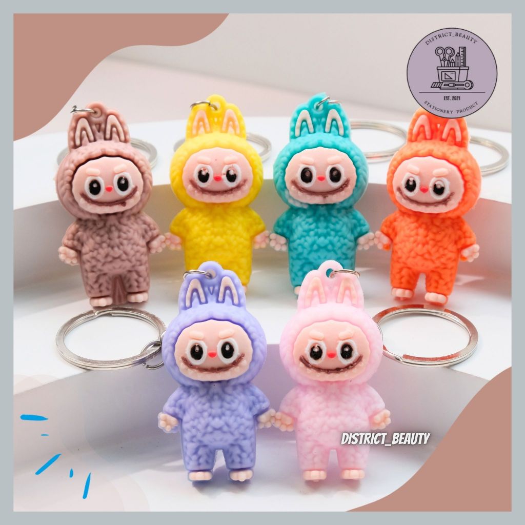 Jual GANTUNGAN KUNCI LABUBU CUSTOM DENGAN STRAP KEYCHAIN KEYRING LABUBU ...