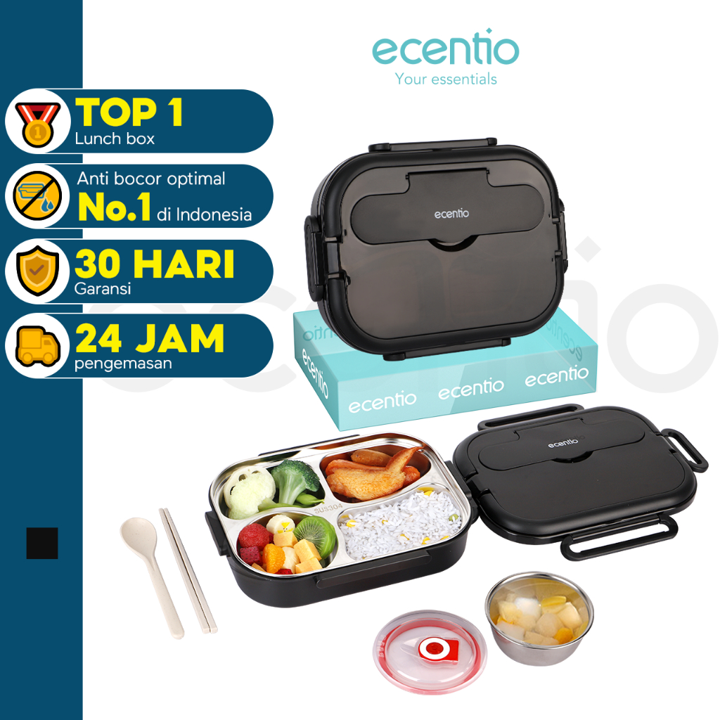 Jual 【cece_fancyitems x ecentio】Stainless 304 lunch box 1000ml ...