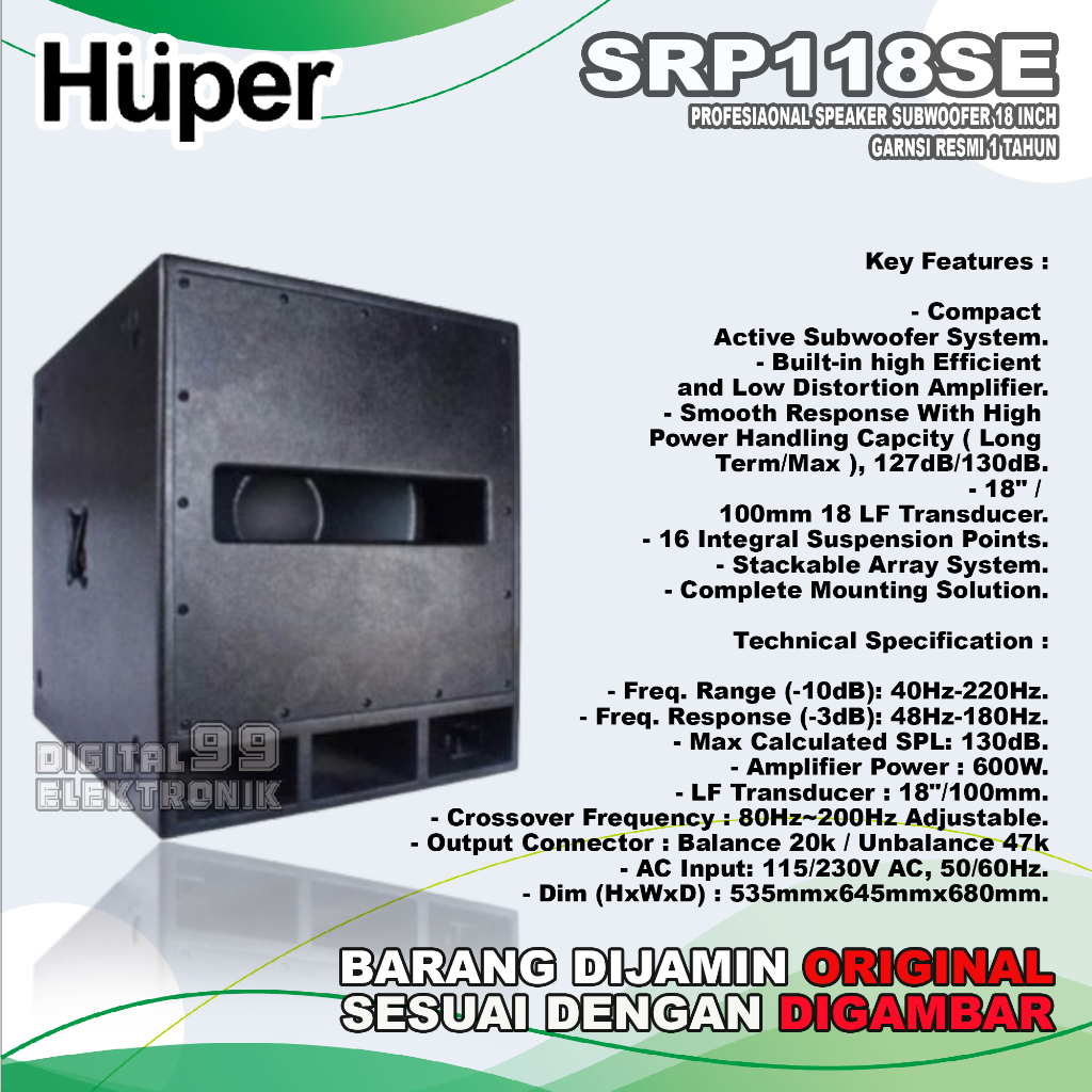 Jual Speaker Aktif Subwoofer 18 Inch HUPER SRP118 | SRP 118 | SRP-118 ...