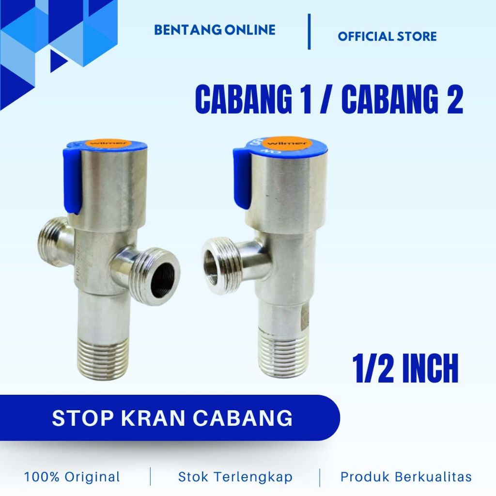 Jual Stop Kran Air 1/2 inch Stainless Steel Single Double 1 2 Cabang Closet Toilet Kloset Setop ...
