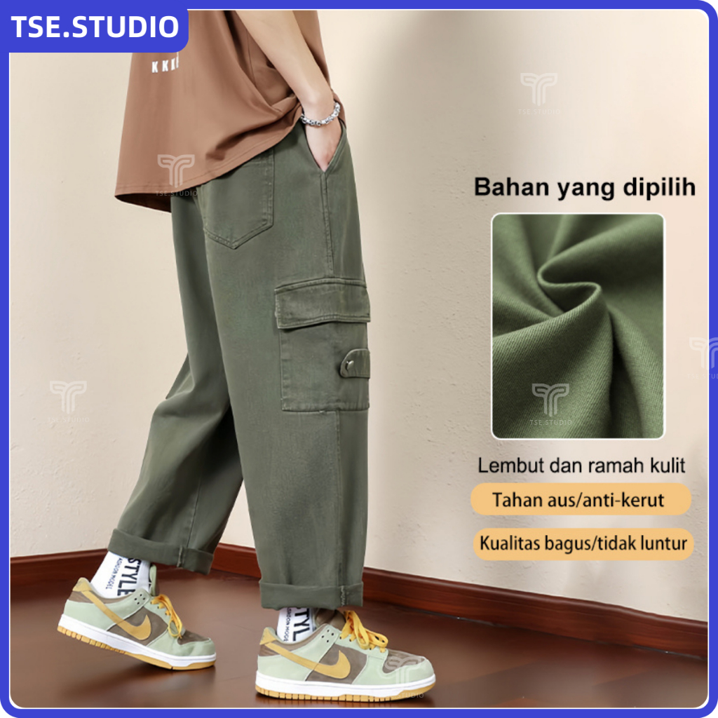 Jual Celana Cargo Pria Panjang Dewasa Oversize Pria Korean Style Loose Straight Pants Promo ...