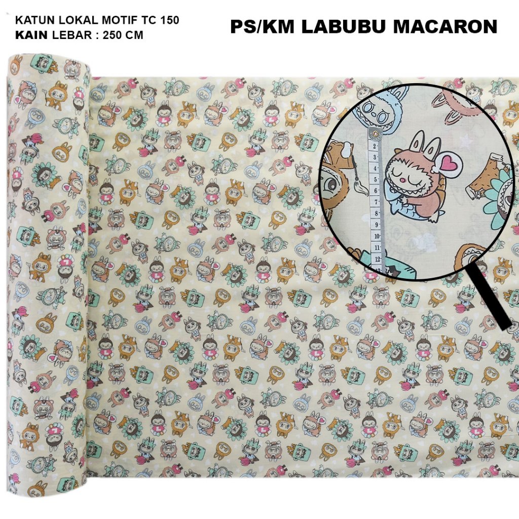 Jual KAIN METERAN LABUBU COTTON KATUN MODAL LOKAL CVC LABUBU MACARON ...
