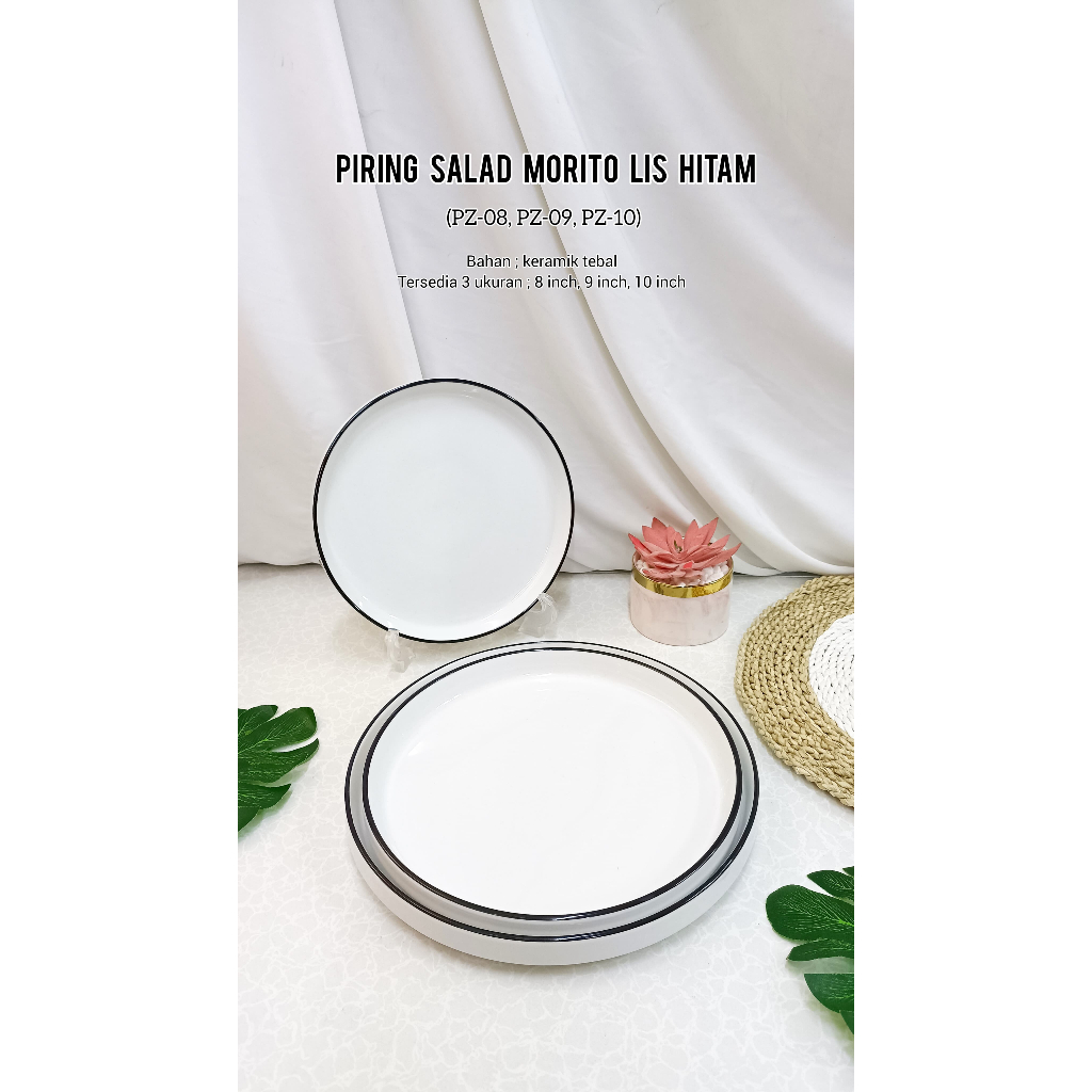 Jual PIRING SALAD KERAMIK MORITO LIS HITAM | Shopee Indonesia