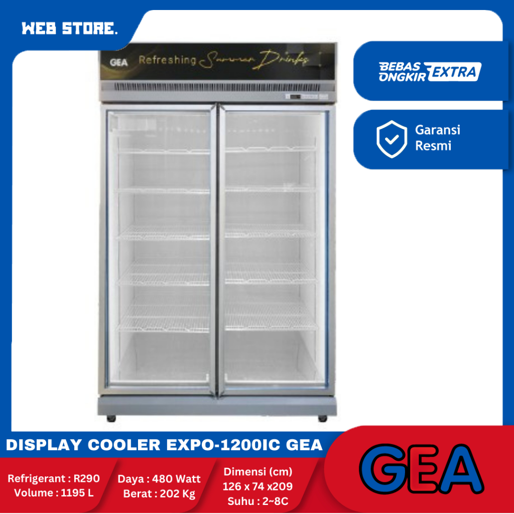 Jual Display Showcase Cooler 2 Pintu 1195 L Low E-Glass EXPO-1200IC GEA ...
