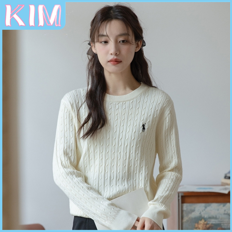 Jual KIM Sweater Rajut wanita bordir olop/kerah bulat lengan panjang ...