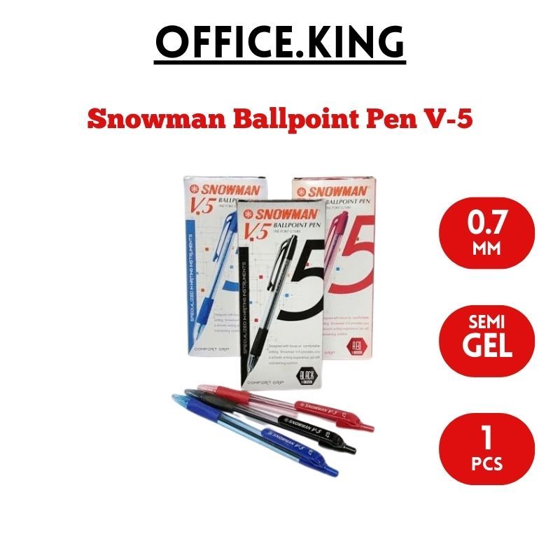 Jual SNOWMAN PULPEN BALL PEN-V5 / HITAM / BIRU / MERAH Bolpen Ballpoint ...