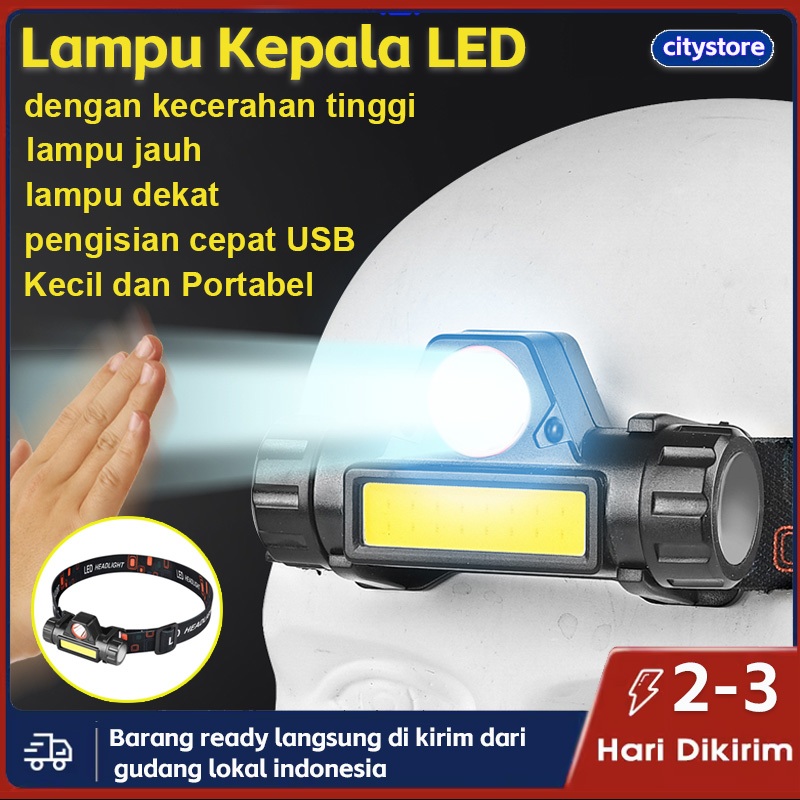 Jual citystore-Senter Kepala LED Mini COB XPE Headlamp Bisa Putar Copot Cas USB Suksestech ...