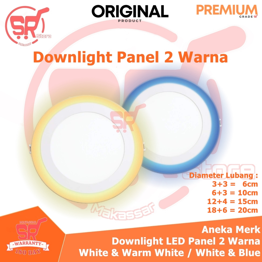 Jual Downlight Panel 2 Warna Premium LED Bulat Tengah White, Pinggir ...