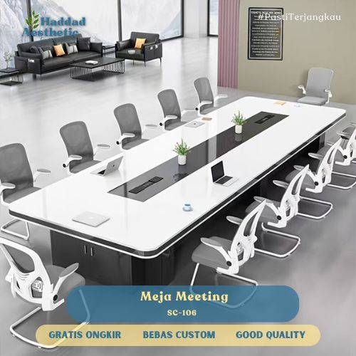 Jual Meja Meeting Putih Glossy HPL Kualitas Premium Meeting Table Kuat ...