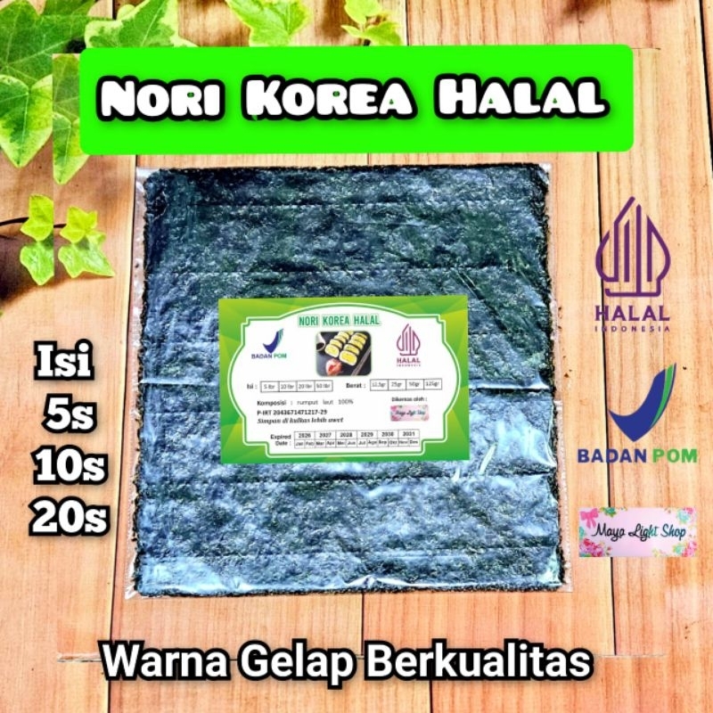 Jual nori rumput laut nori sushi isi 5 10 20 seaweed rumput laut kulit ...