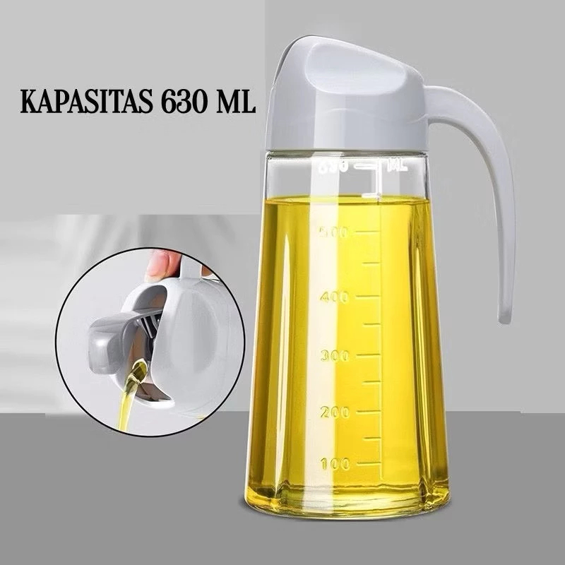 Jual BOTOL MINYAK KACA 630ML / OIL POT TEMPAT MINYAK TUTUP ANTI TUMPAH + dus | Shopee Indonesia