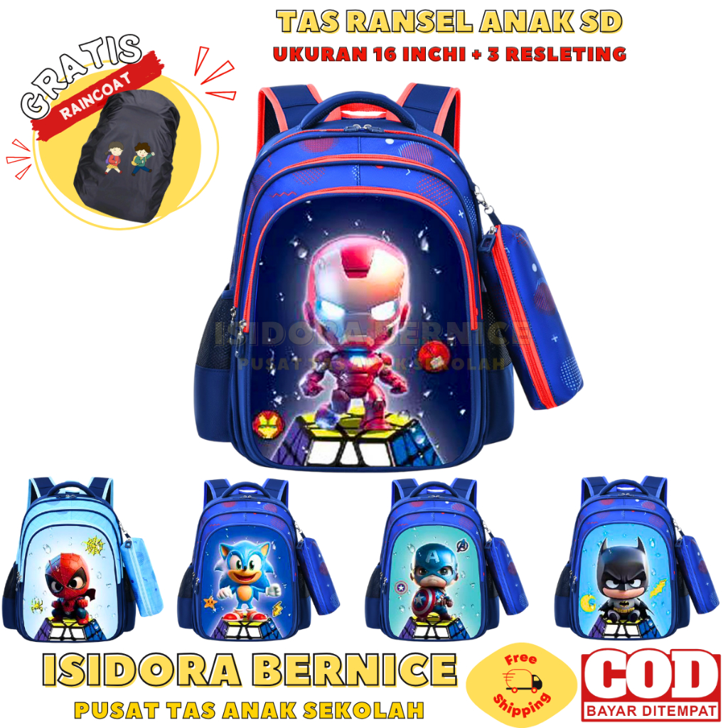 Jual Tas Sekolah Anak SD Laki Laki SD Karakter Timbul Tebal dan Bagus | Shopee Indonesia