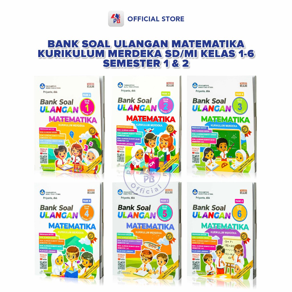 Jual Buku Soal Matematika SD Mi Kelas 1 2 3 4 5 6 / Bank Soal Ulangan Matematika Untuk Fase A B ...