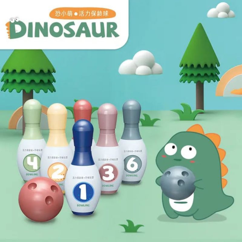 Jual 1008 mainan anak dinosaur bowling set pin/mainan dinosaur bowling ...