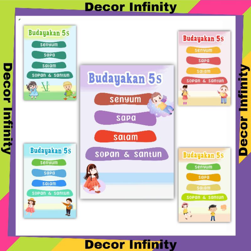 Jual Poster Dinding BUDAYAKAN 5S Poster sekolah edukasi belajar anak ...