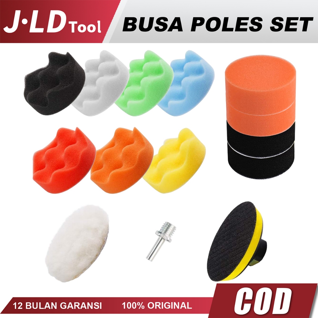Jual JLD Spon Busa Poles Set 14pcs Sponge Wool Polishing Body Motor ...
