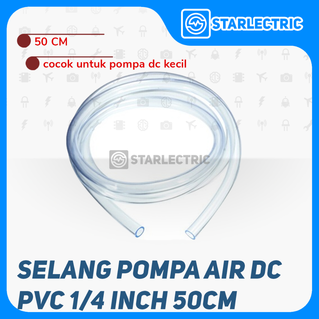 Jual Selang Pompa DC Celup Kecil Bening PVC 1/4 Inch 50 CM 0.5 Meter DC ...